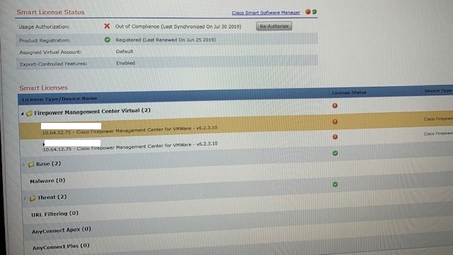 Solved FMC Classic License Out Of Compliance Error Cisco Community
