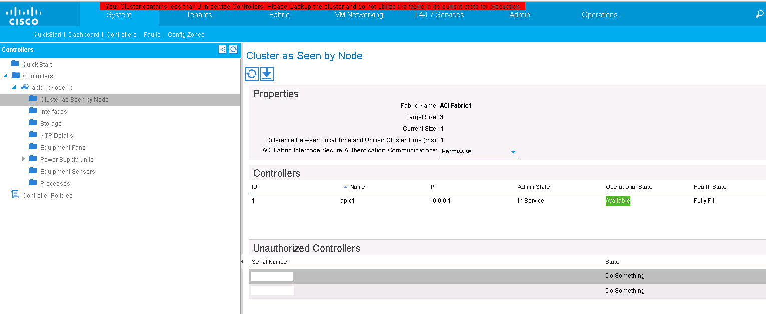 Solved Apic Failing To Form Cluster Cisco Community
