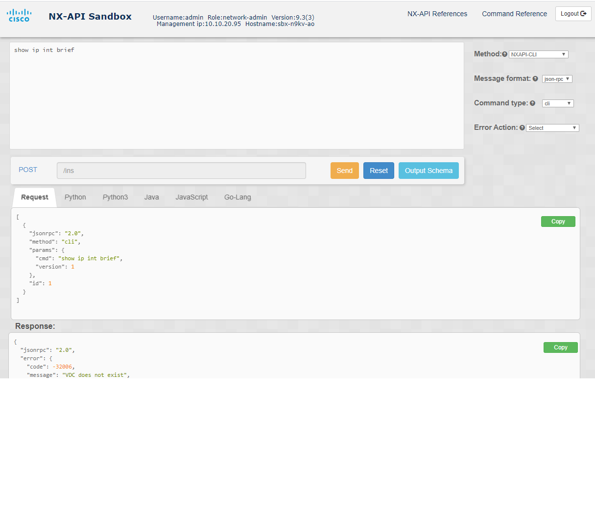 Open NX-OS Programmability - NX-API Sandbox - Cisco Community Open NX-OS Programmability - NX-API Sandbox - Cisco Community