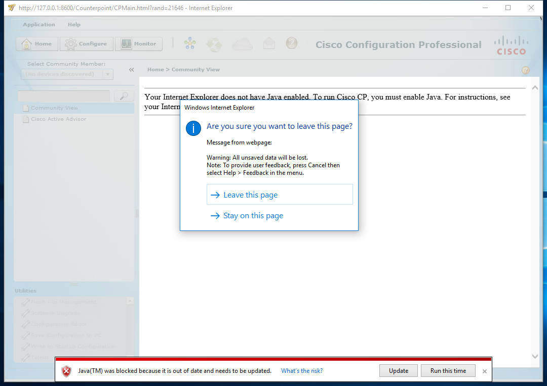 Solved Cisco Configuration Professional And Windows 10 Cisco Community