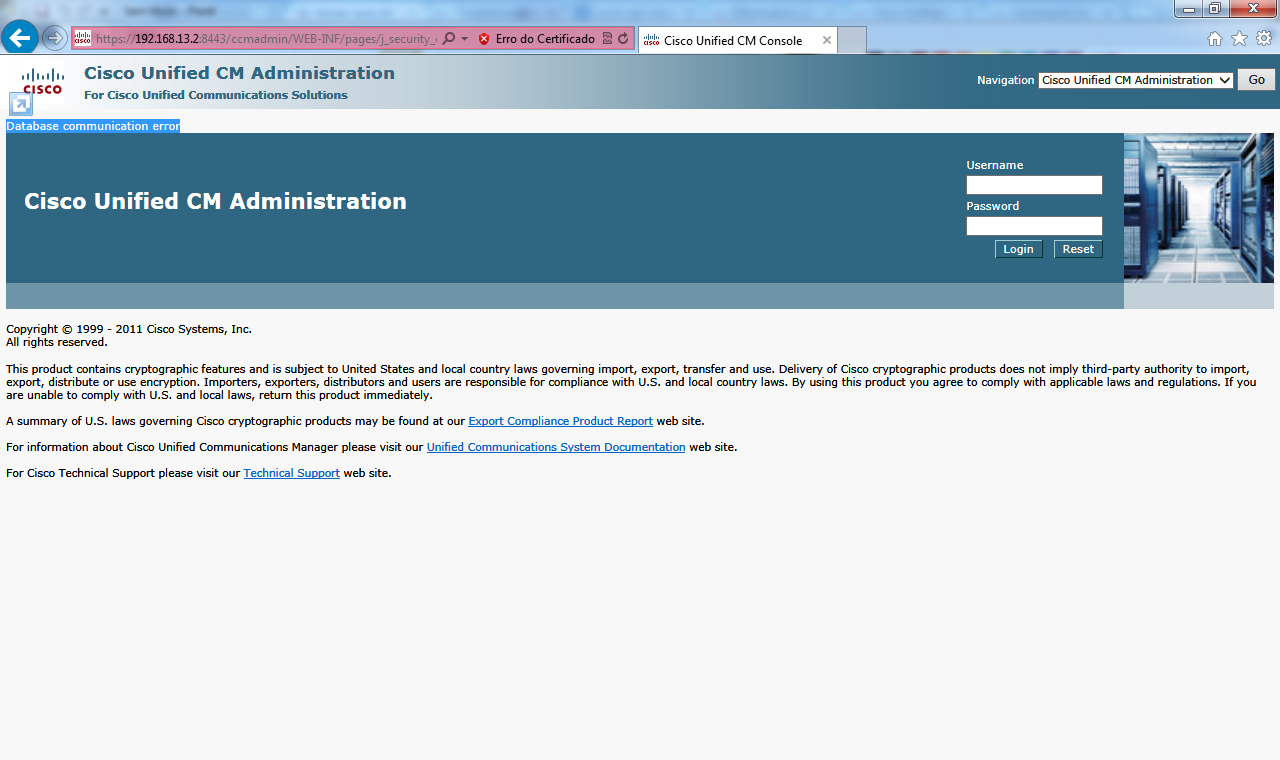 CUCM getting Database communication error - Cisco Community CUCM getting Database communication error - Cisco Community
