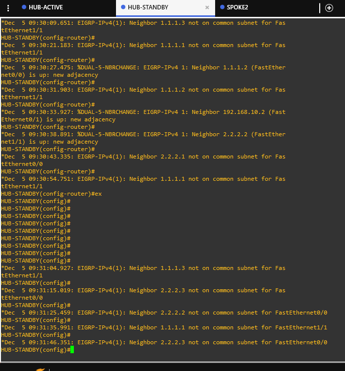 Not on common subnet error, while using EIGRP routing protocol. - Cisco ... Not on common subnet error, while using EIGRP routing protocol. - Cisco ...