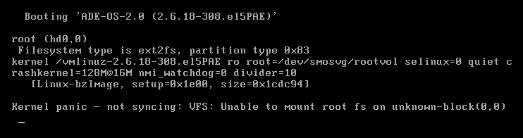 kernel panic - not syncing vfs unable to mount root fs on unknown-block ... kernel panic - not syncing vfs unable to mount root fs on unknown-block ...