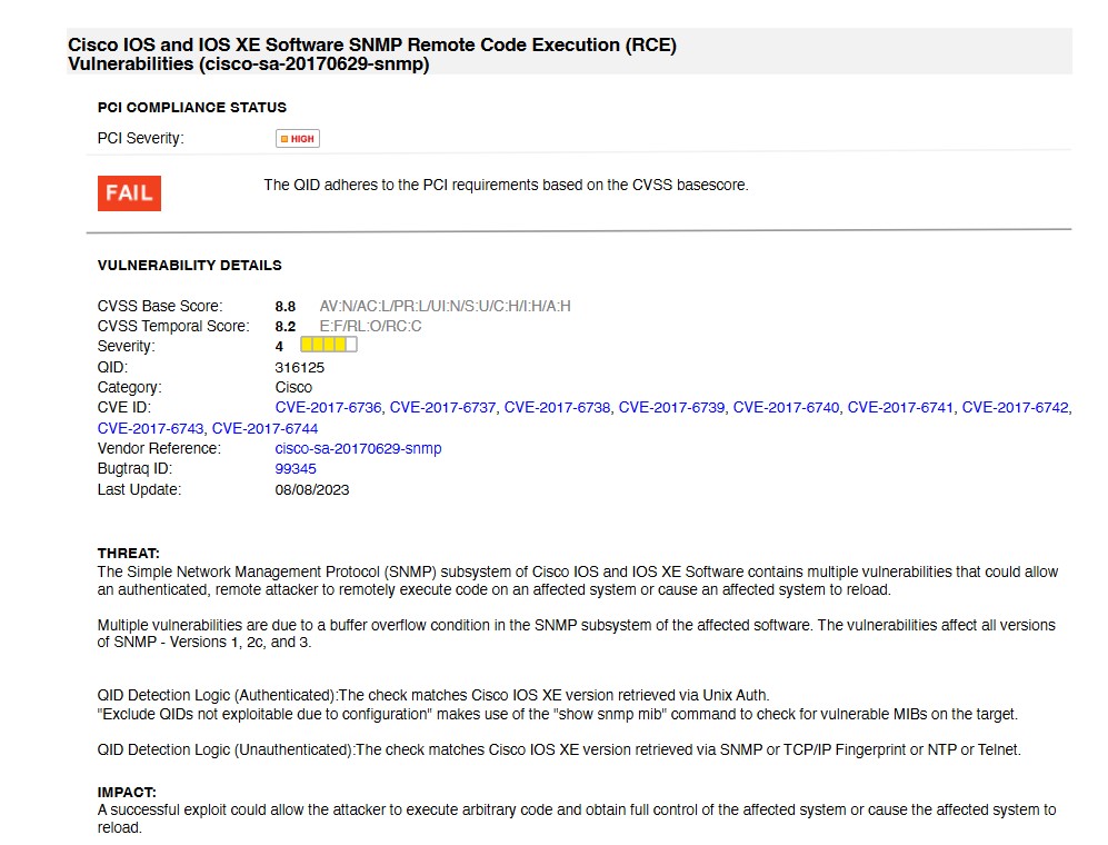 Cisco IOS and IOS XE Software SNMP Remote Code Execution (RCE) - Cisco ... Cisco IOS and IOS XE Software SNMP Remote Code Execution (RCE) - Cisco ...