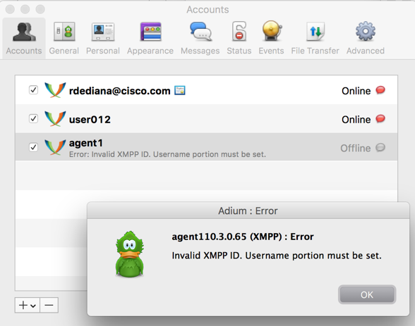 Solved Xmpp Error Not Authorized Cisco Community