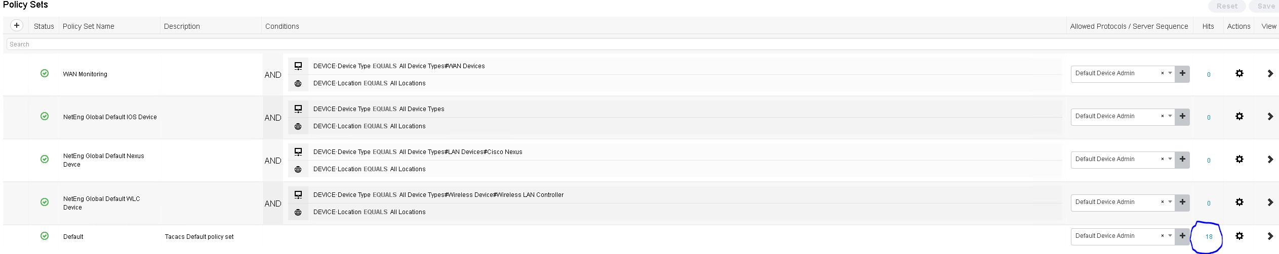 Solved Ise 23 Device Admin Authentication Only Hits Default Policy Cisco Community