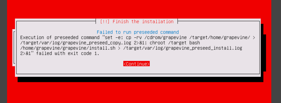 installation fails: failed to run preseeded command - Cisco Community installation fails: failed to run preseeded command - Cisco Community