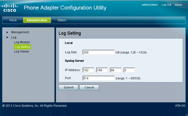 Cisco ATA 190 Analog Telephone Adapter(ATA190) 1.2.1以降でのログ収集方法 - Cisco ...