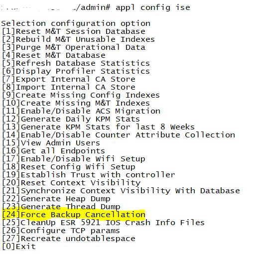 Solved: ISE backup stuck and can't restart service or reboot server - Cisco Community