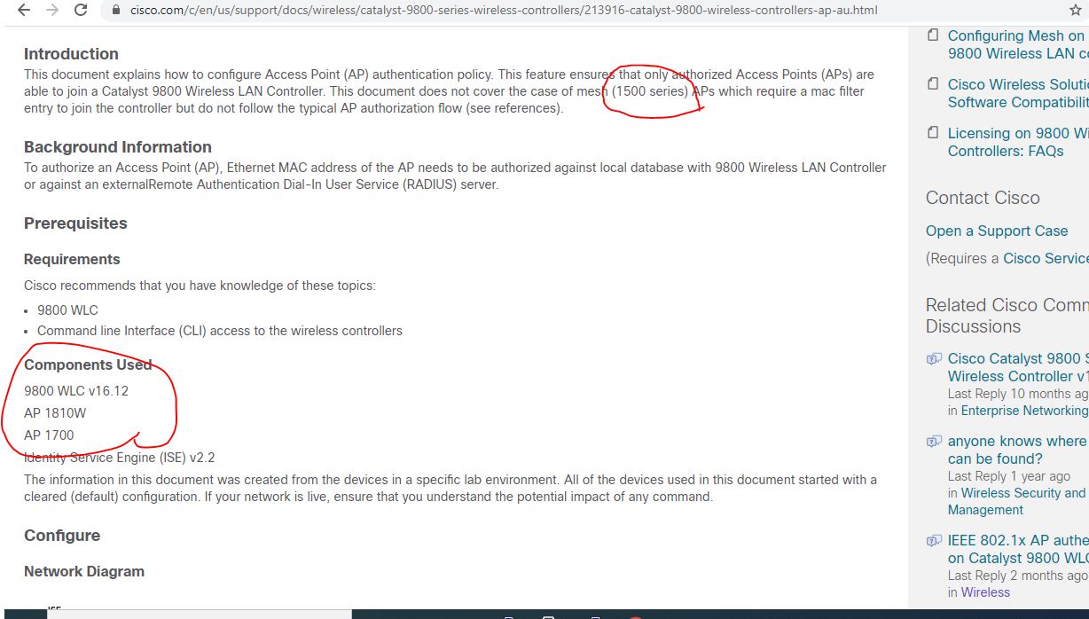 Adding outdoor 1562 AP to 9800 WLC - Cisco Community