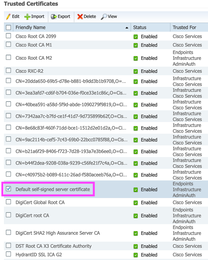 Solved: Trusted Certificates | Default self-signed server certificate ... Solved: Trusted Certificates | Default self-signed server certificate ...