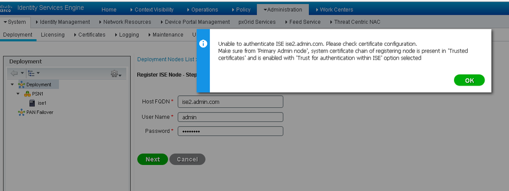 Solved: ise 2.3 unable to register ise node - Cisco Community Solved: ise 2.3 unable to register ise node - Cisco Community