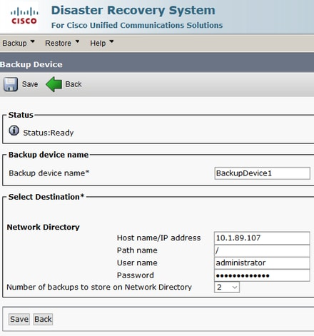 Solved: UCM Backup/ Disaster Recovery target not working - Cisco Community