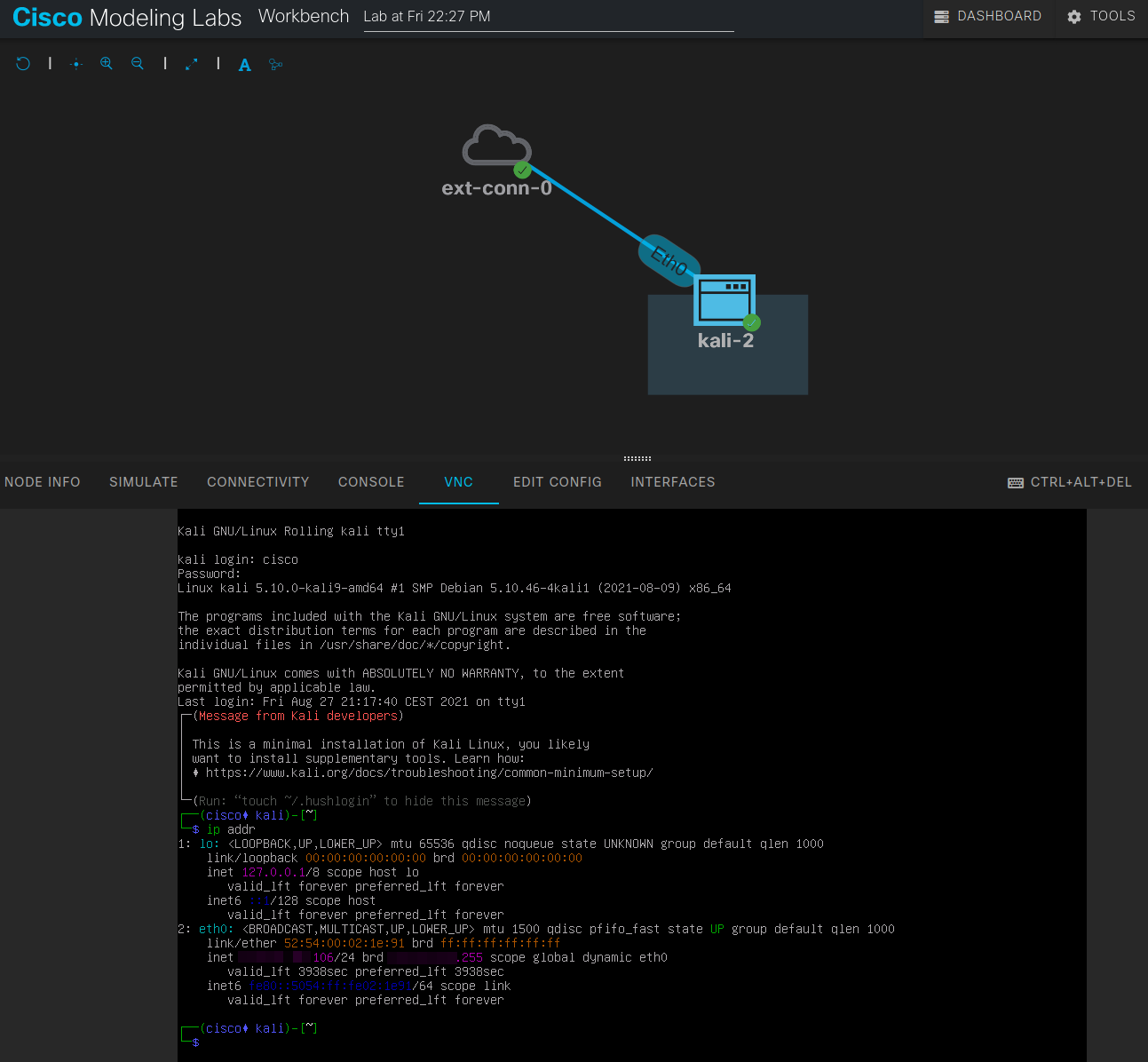 Solved: kali server on cml2 - Cisco Community