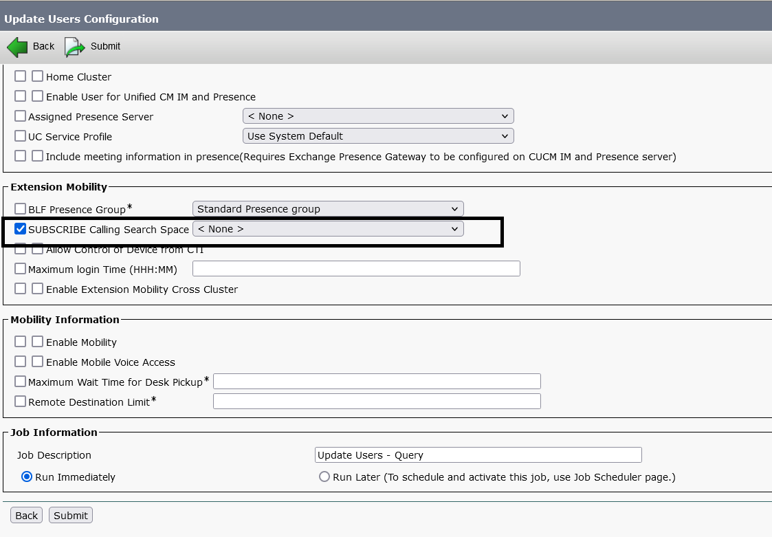 Cucm Bulk Remove Subscribe Css From Multiple End Users Cisco Community