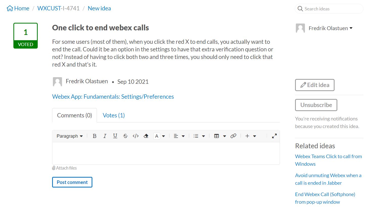 One click to end the webex - Cisco Community