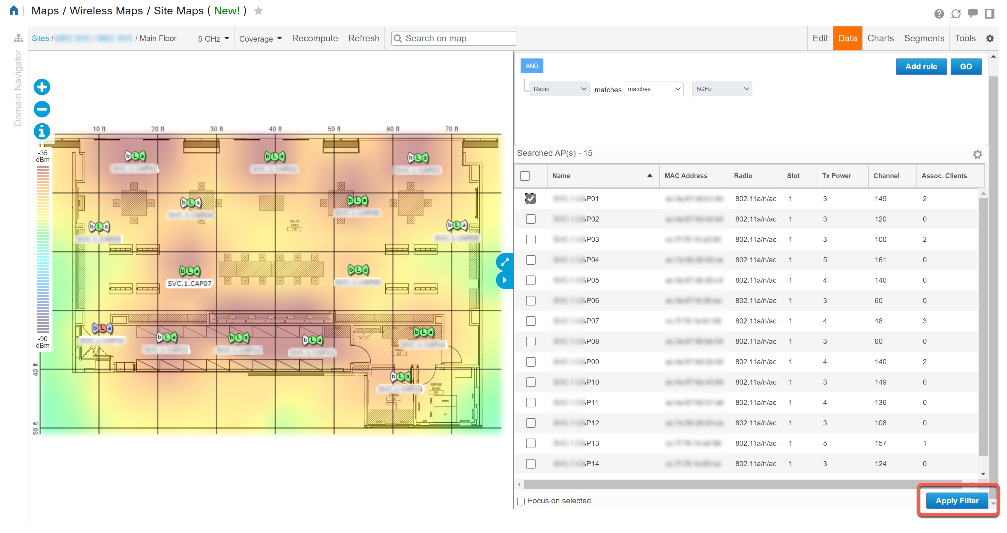 Solved: Prime 3.8 Filtering Access Points on new Site heatmaps not ...