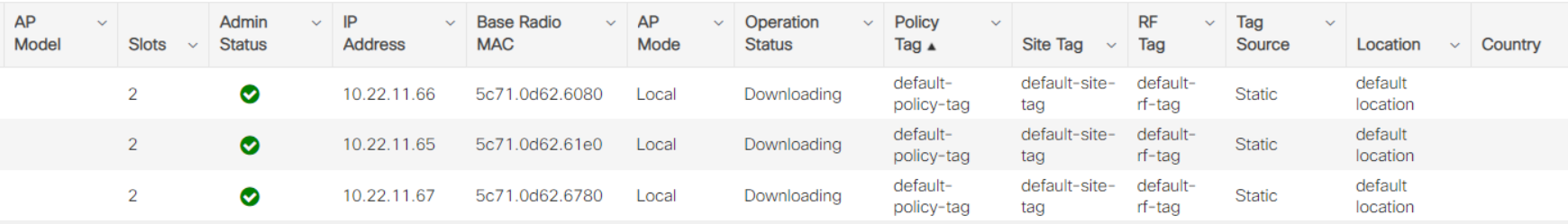Operational Status of AP stucks in downloading. - Cisco Community