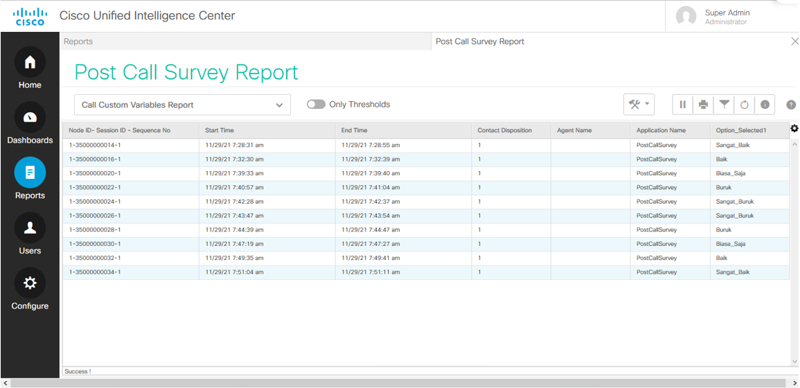 Solved: Post Call Treatment Survey UCCX Report - Cisco Community