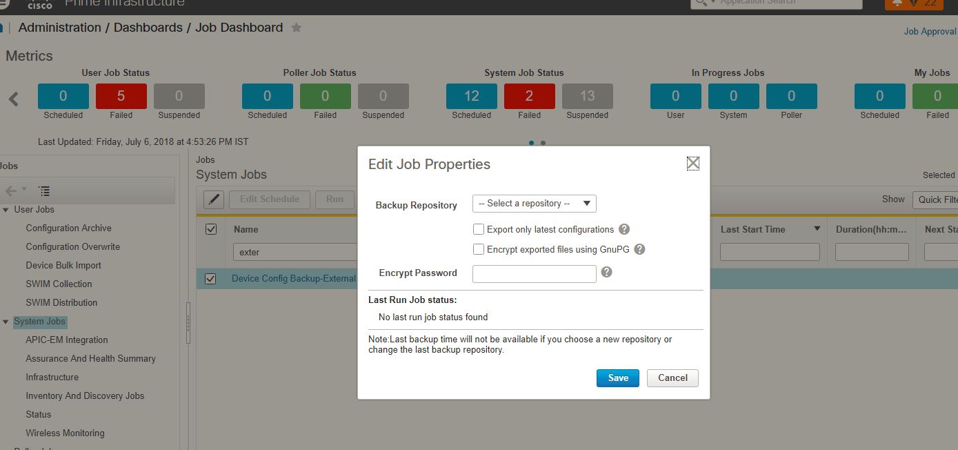 Solved: Export Archived Device Configs to Storage Server - Cisco Community