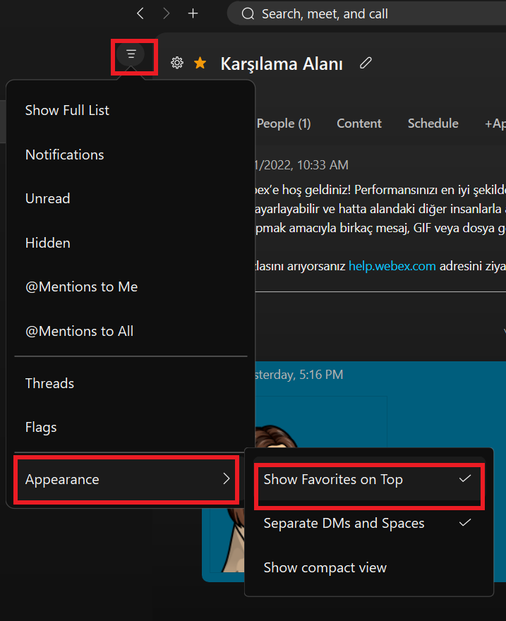 How to Pin a specific Webex Contact at the top of the Page - Cisco ...