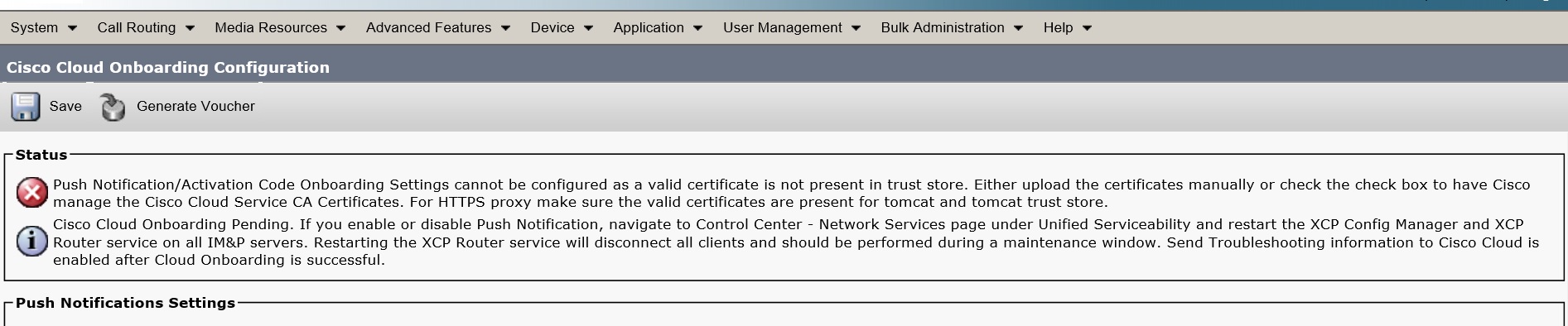 Apple push notification ERROR on 12.5 - Cisco Community