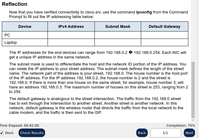Subnet mask status incorrect? 2.1.2 Packet Tracer .. Simple Network ...