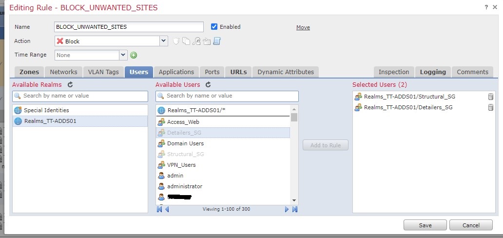 Access Control Policy Blocking Sites targeting Active Directory Users ...