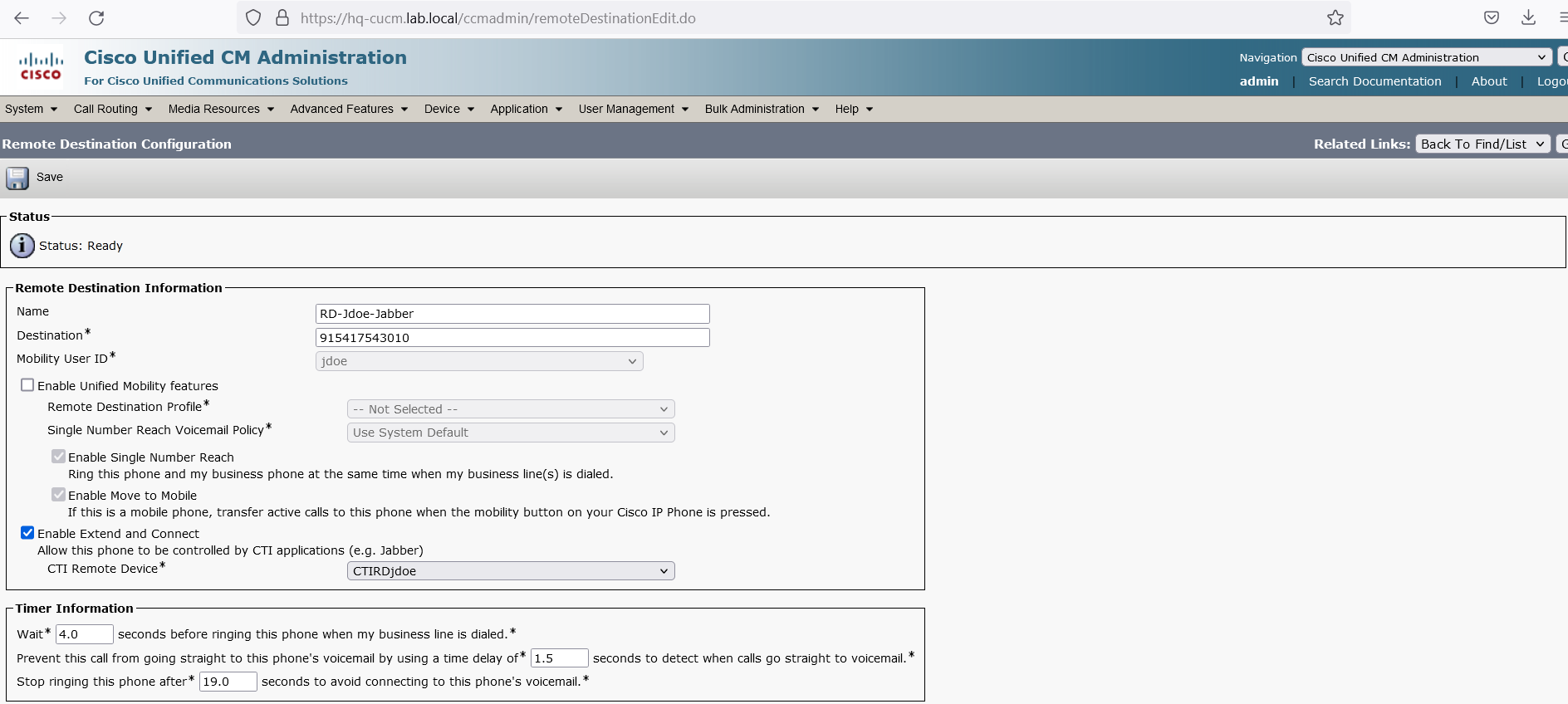 Extend and Connect Feature With Cisco Jabber - Cisco Community