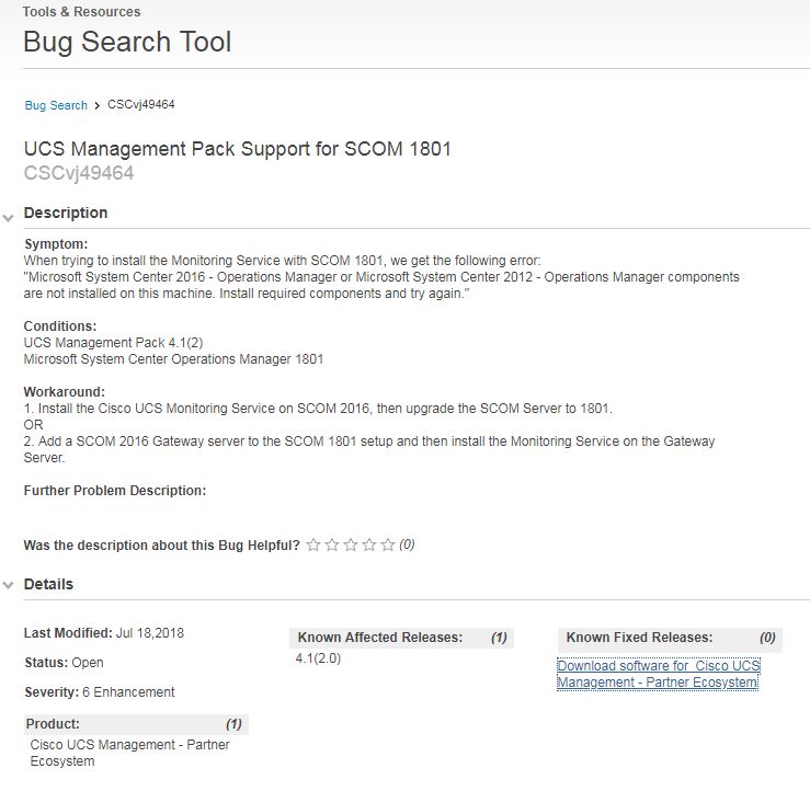 Cisco UCS Management Pack Suite for Microsoft SCOM (version: 4.1.5 ...