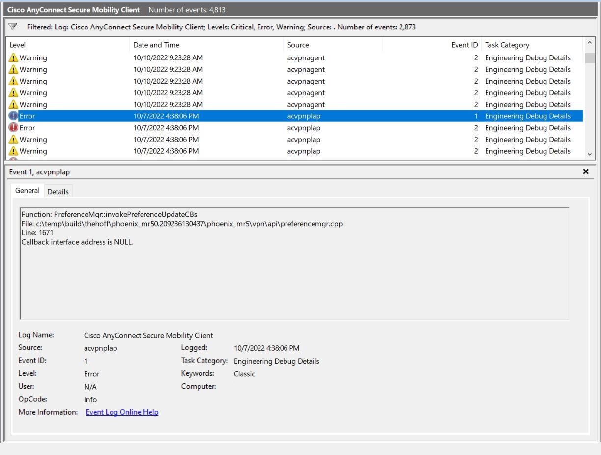 Event Log Warnings and Errors on nearly all of our company laptops ... Event Log Warnings and Errors on nearly all of our company laptops ...