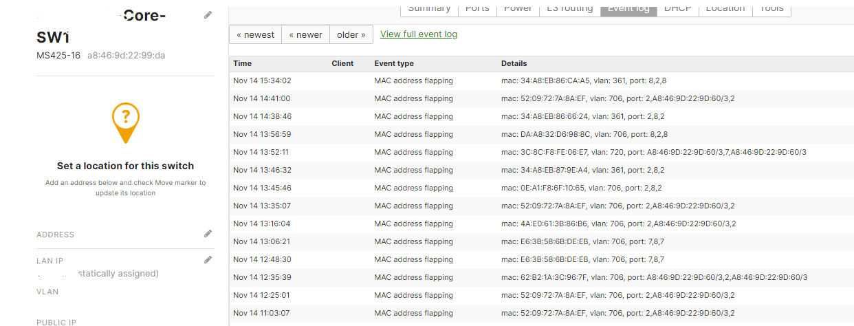 MAC Address Flapping/Looping between Catalyst and Meraki Switches ...