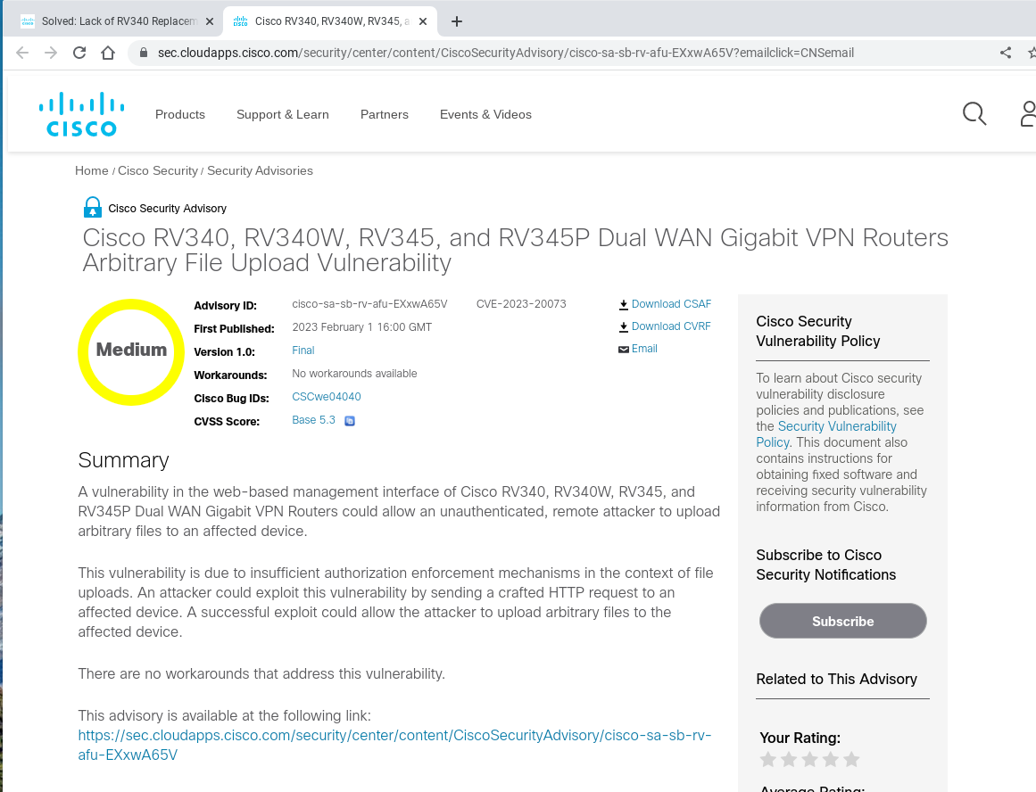 Solved: Lack of RV340 Replacement - Cisco Community