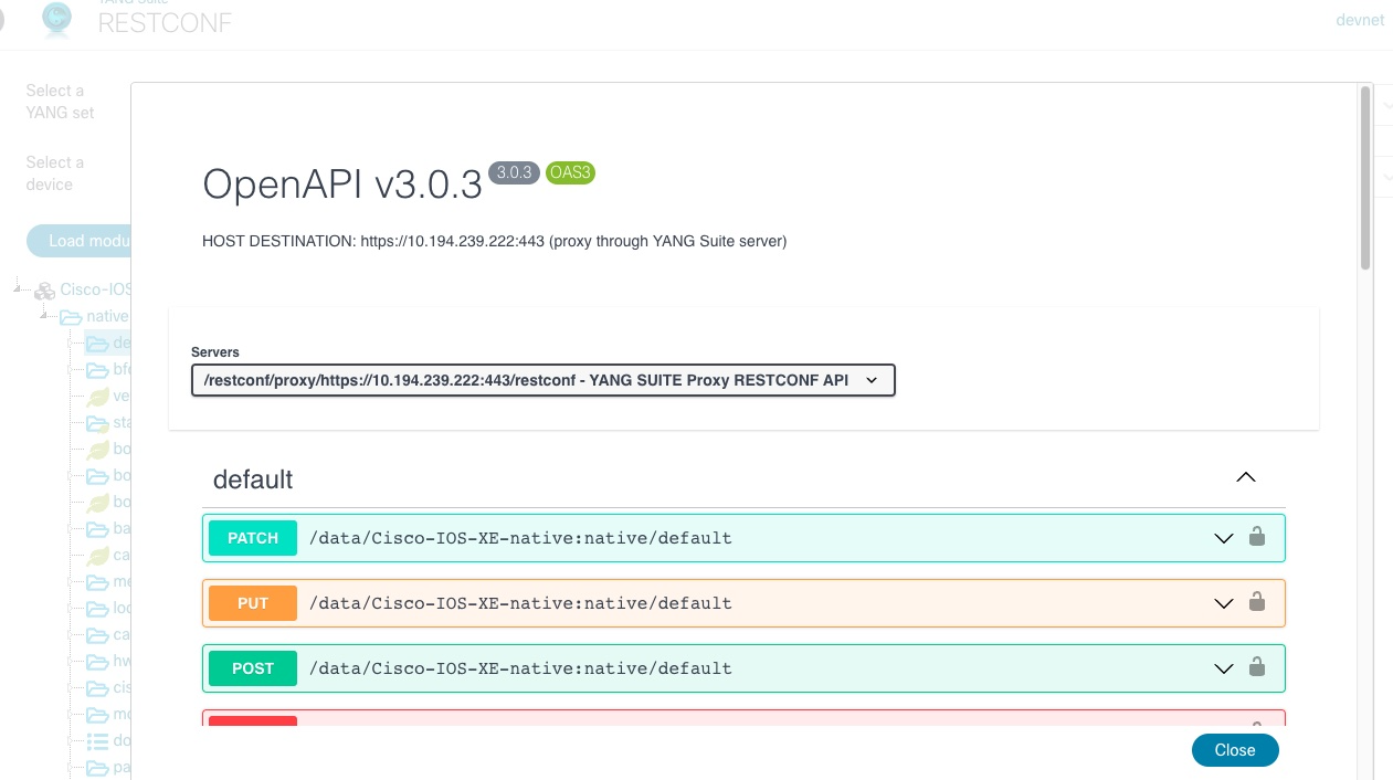 Restconf Yangsuite No Operations Defined In Spec Cisco Community
