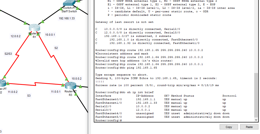 Need help with Static routing for three routers! - Cisco Community