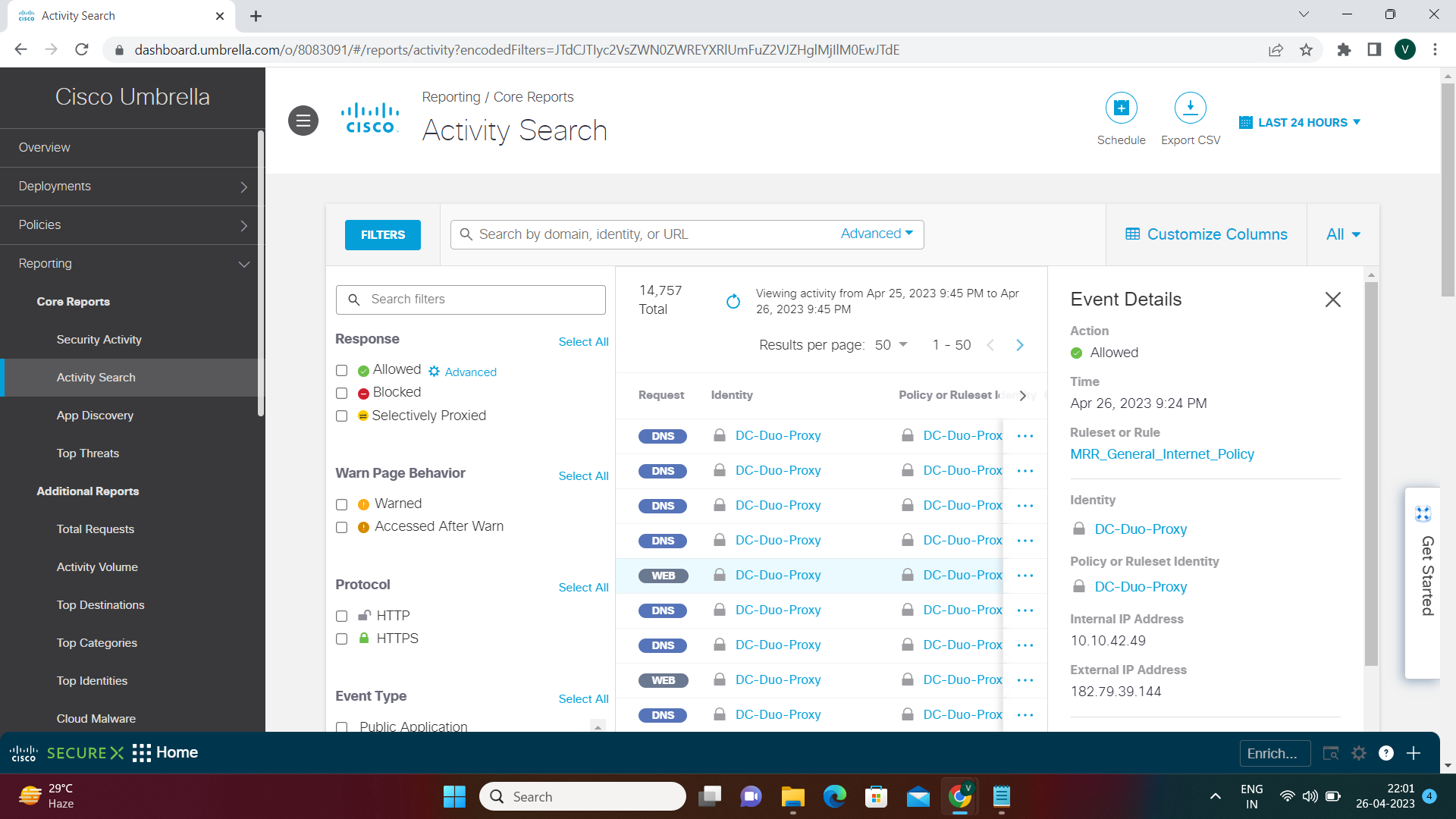 Unable to view applied policy in DNS Logs - Cisco Community