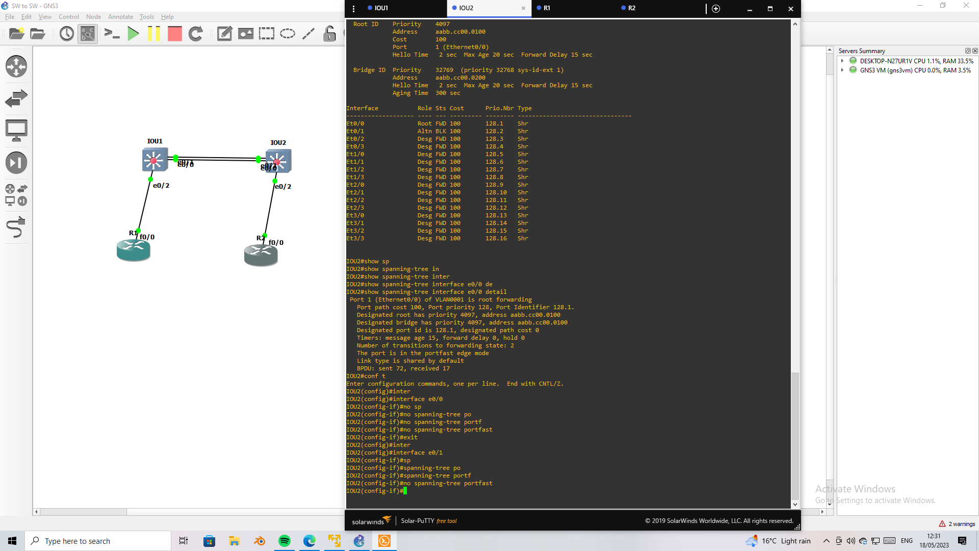 Non Root Switch uplink to Root Switch spanning-tree portfast is enable ...