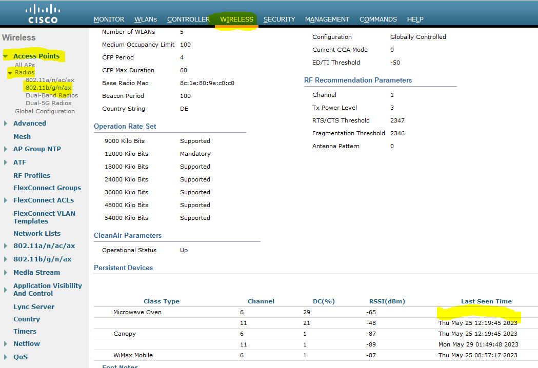 Persistent Interference Devices on Channel 0 without Timestamp - Cisco ...