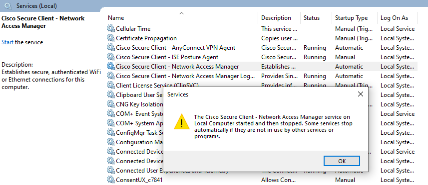 Cisco Secure Client NAM Module Service auto start issue - Cisco Community Cisco Secure Client NAM Module Service auto start issue - Cisco Community