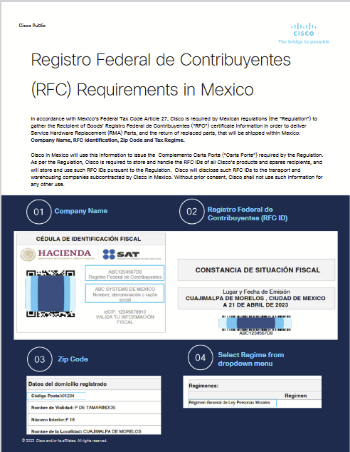 Registro Federal de Contribuyentes (RFC) Requirements in Mexico - Cisco ...