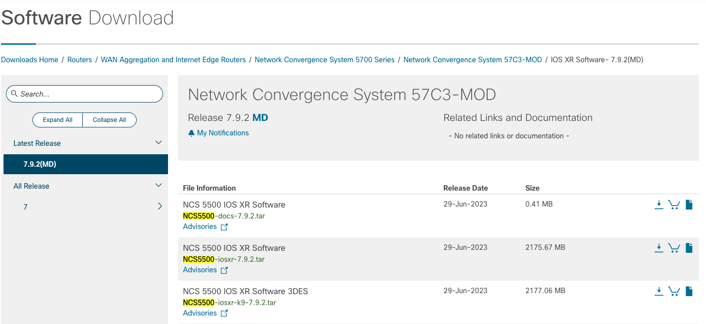 IOS-XR: NCS57C3 の動作する software について - Cisco Community