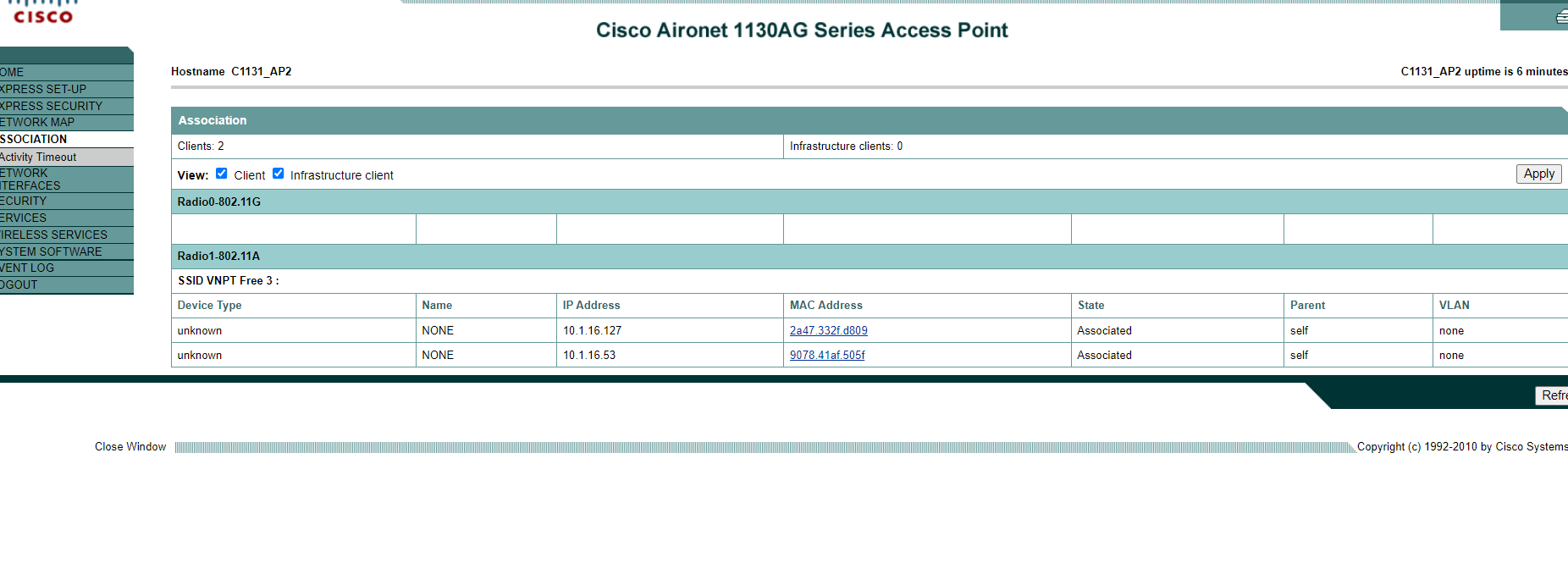 Solved: Can I see the devices connected to my c1130 access point ...