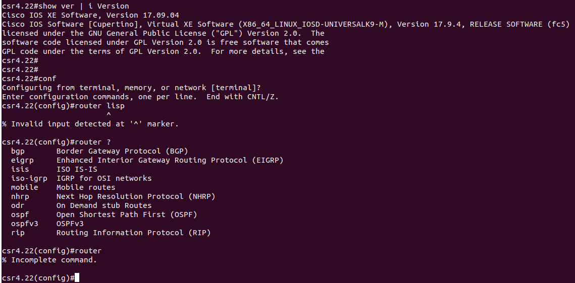 Solved Cisco Ios Xe1794 Is Not Taking Router Lisp Command Cisco Community