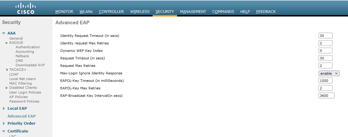 EAP Timers on Wireless Lan Controllers - Cisco Community