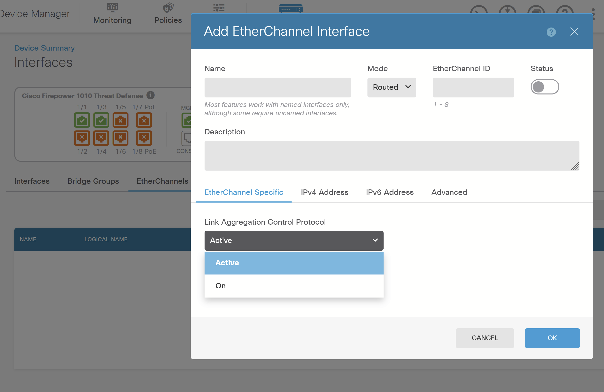 FPR1140 Ether channel configuration - Cisco Community