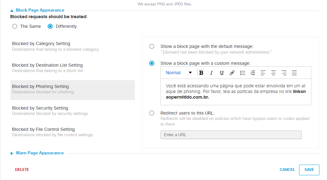 Cisco Umbrella - Página de Bloqueio Customizada - Cisco Community