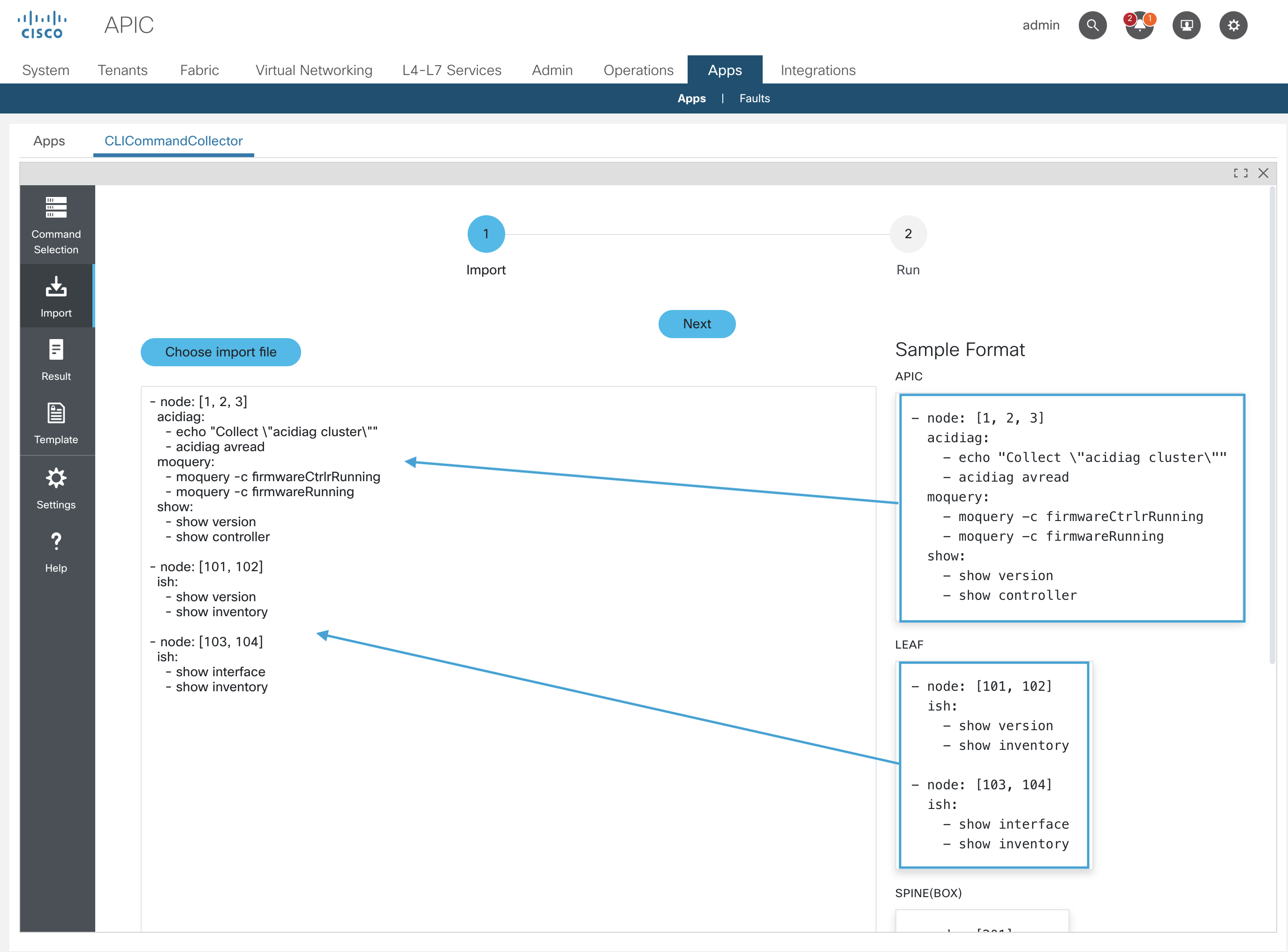 ACI App CLICommandCollector の Import 機能について - Cisco Community
