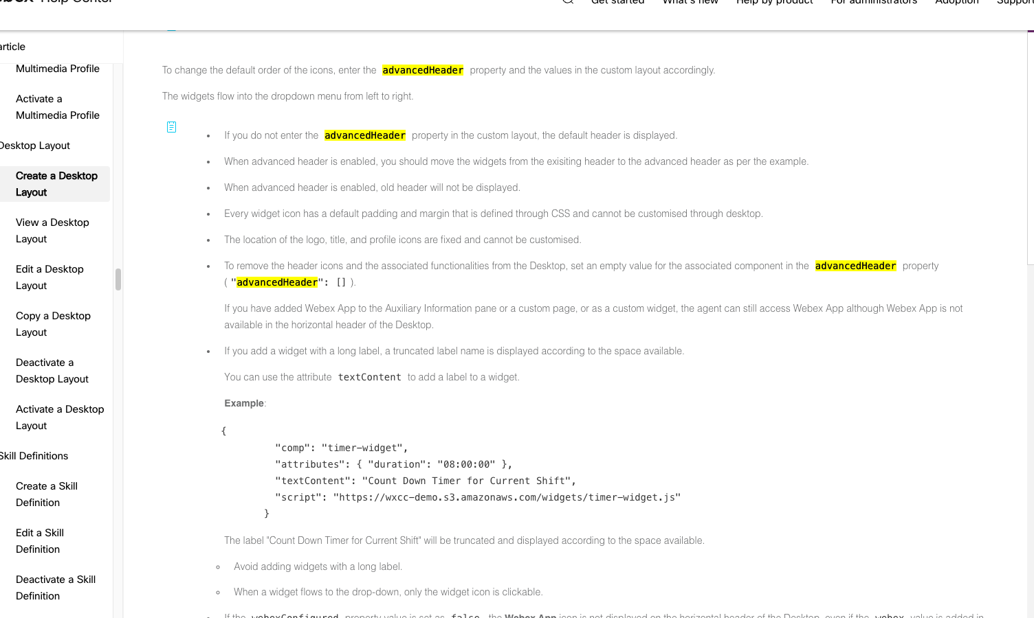 Header Widgets: difference between "header" and "advancedHeader ...