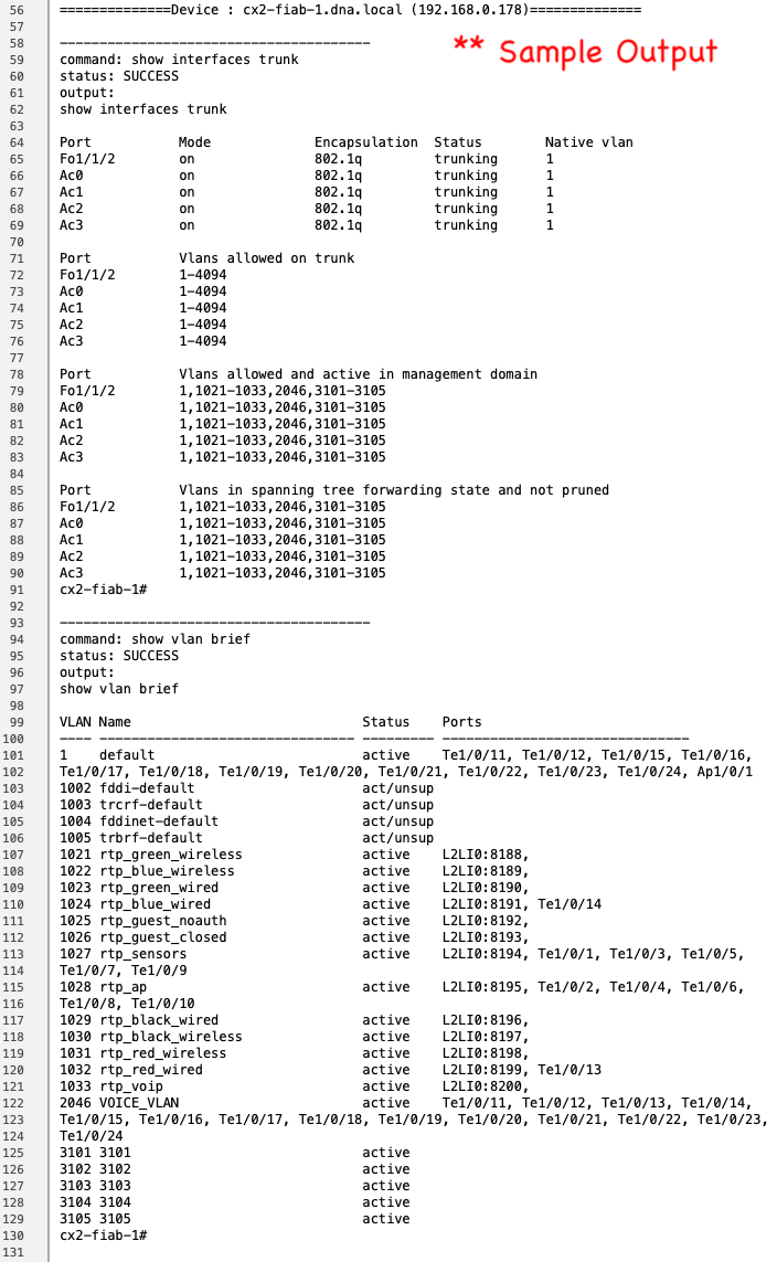 DNAC - Cat Center - Python Help- List all VLANs across all switches ...