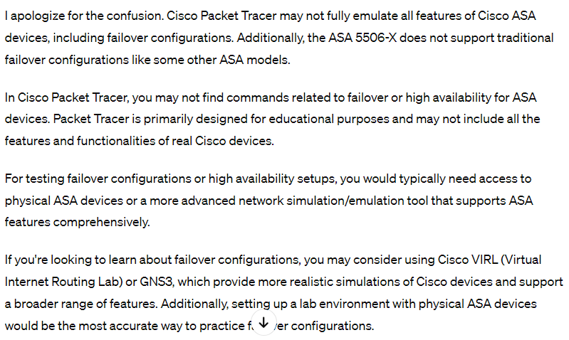 Packet tracer ASA 5506-X no failover command - Cisco Community